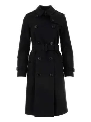 Burberry Gabardine Heritage Kensington Trench Coat - Black