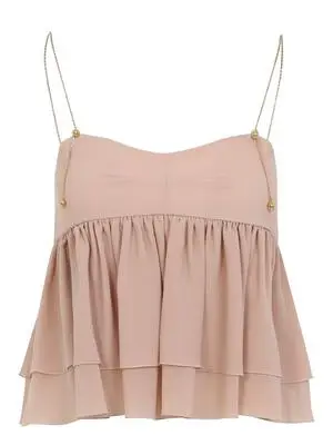 Chloé Silk Georgette Top With Chain Straps - Multicolor