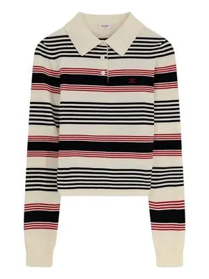 Celine Striped Cotton Polo Sweater - Multicolor