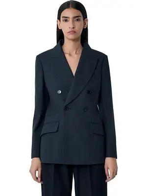 Gucci Double-breasted Wool Blazer With Notched Lapels - Black