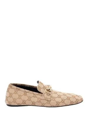 Gucci Gg Monogram Loafers With Gold Tone Horsebit Detail - Multicolor