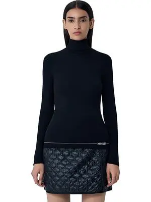 Moncler Ribbed Wool High-neck Sweater - Black