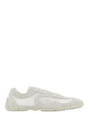 Prada PRADA Montecarlo Suede And Mesh Sneakers White