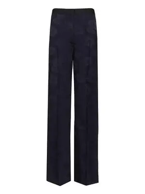 FORTE_FORTE Floral Jacquard High Waist Straight Leg Trousers - Blue