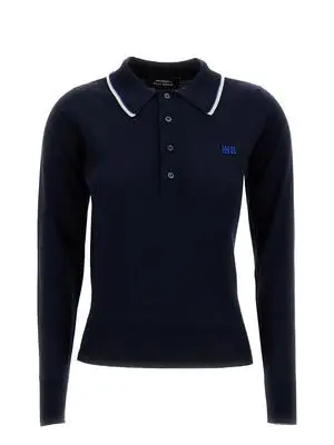 WALES BONNER John Smedley Long Sleeve Merino Wool Polo - Multicolor