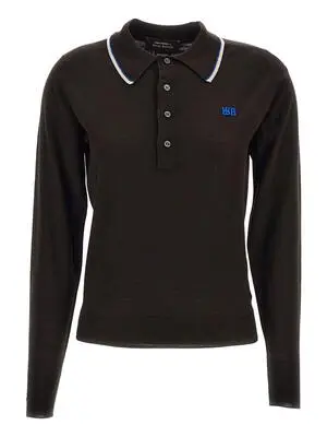 WALES BONNER John Smedley For Long-sleeved Merino Wool Polo - Multicolor