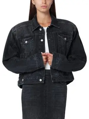 HAIKURE Washed Effect Denim Jacket - Black