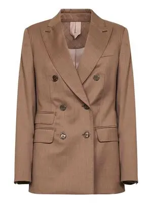 Max Mara Hazelnut Twill Double-breasted Blazer - Multicolor