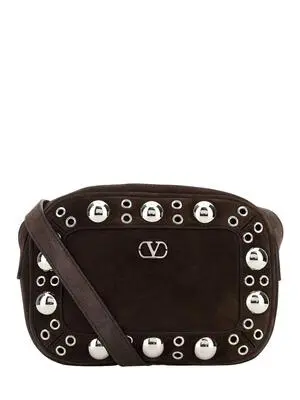 Valentino Garavani Suede Crossbody Bag With Studs - Brown