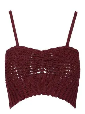 FORTE_FORTE Cropped Crochet Cotton Tank Top With Mother-of-pearl Buttons - Multicolor