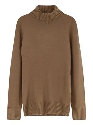 TOTEME Cashmere Ribbed Knit High Neck Long Sleeve Sweater - Brown