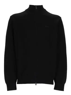 BOSS Zip-up Logo Cardigan - Black
