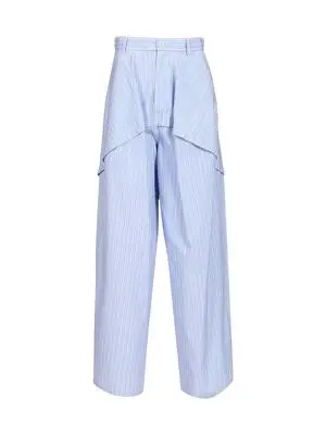 Loewe Asymmetric Paneled Cotton Poplin Trousers - Blue