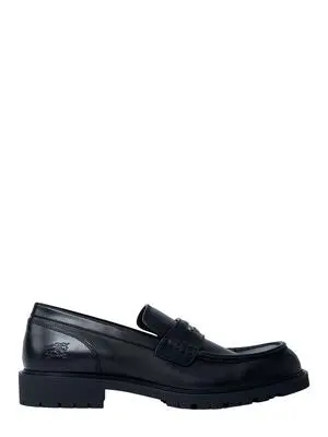 Burberry Loafers With Top Logo Plaque - Black
