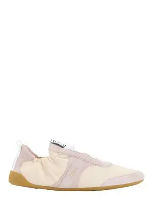 Chloé Chloe Beige Nylon And Suede Lace-Up Sneakers Multicolor