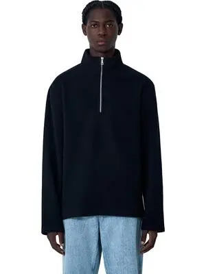 RIER Wool Zip-up Fleece Sweatshirt - Black