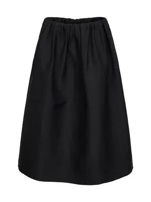 TOTEME Black Wool And Silk Gathered Midi Skirt - Multicolor