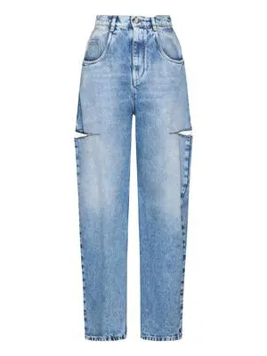 MAISON MARGIELA High-waisted Wide-leg Jeans With Cut-out Detail - Multicolor