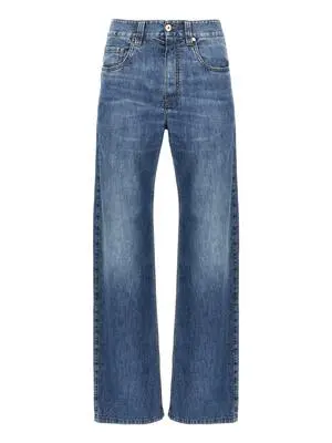 Brunello Cucinelli Straight Leg Jeans With Monile Detail - Blue