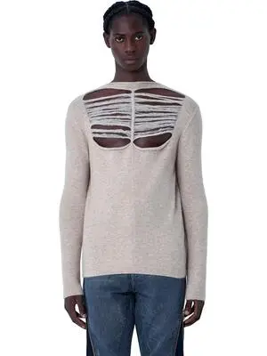 Rick Owens RICK OWENS Distressed Wool-Blend Knit Top Multicolor