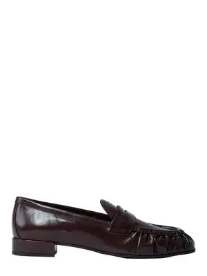 Prada Gathered Leather Loafers - Brown