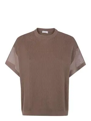 Brunello Cucinelli Short Sleeve Sweater - Brown