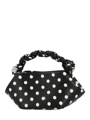GANNI Mini Bou Bag With Twisted Handle And Polka Dot Pattern - Black