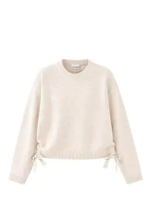 GANNI GANNI Oversized Wool-Viscose Jersey With Logo Cream