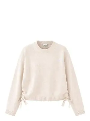 GANNI GANNI Oversized Wool-Viscose Jersey With Logo Cream