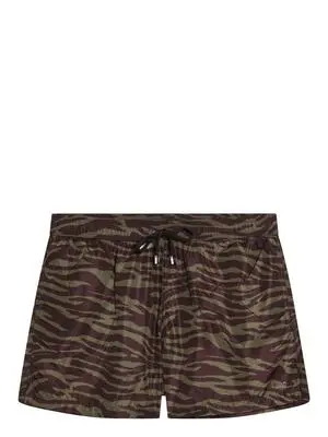Attico Zebra Print Nylon Shorts - Multicolor