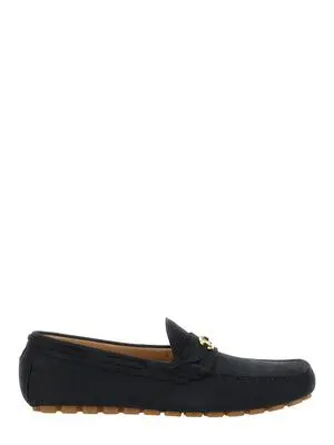 Valentino Garavani Suede Loafers With Vlogo Plaque - Black