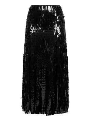 SELF-PORTRAIT SELF-PORTRAIT Black Sequin Midi Skirt Multicolor