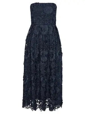 ROTATE BY BIRGER CHRISTENSEN Dress With Floral Embellishments And Semi-transparent Design - Blue