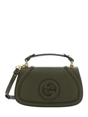 Gucci Blondie Handbag In Leather With Gg Logo Plaque - Green