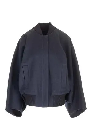Max Mara Cashmere Short Coat With Raglan Sleeves - Blue