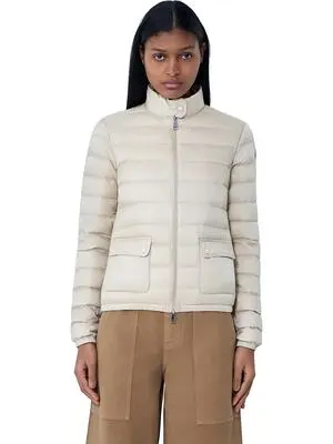 Moncler Quilted Down Jacket With Stand Collar - White