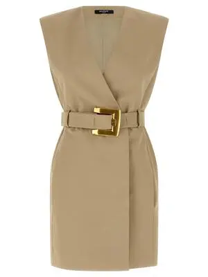 Balmain BALMAIN Anthem Dress In Cotton Gabardine Cream