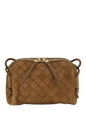 Bottega Veneta Mini Loop Shoulder Bag In Suede - Brown