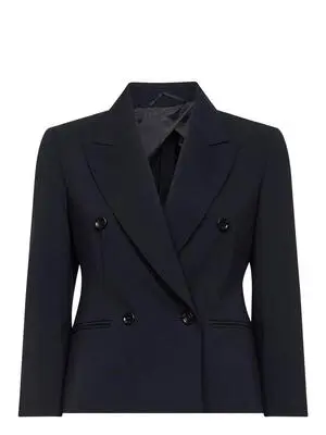 Max Mara MAX MARA Navy Blue Stretch Canvas Cropped Blazer Multicolor