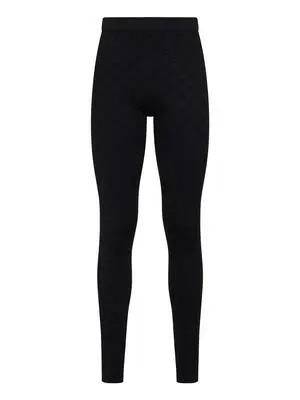 Gucci Black Gg Jacquard Ultrafine Stretch Viscose Blend Leggings - Multicolor