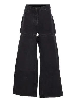 Attico Wide Leg Cut-out Jeans - Black
