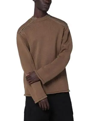 OAMC Cotton Sweater With Shoulder Zip Detail - Cream