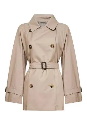 Max Mara Sand Short Double-breasted Trench Coat - Multicolor