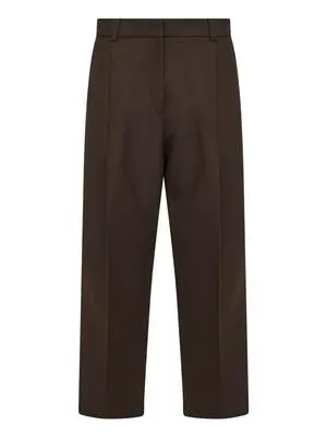 TOTEME Bark Stretch Wool Blend Straight Trousers - Multicolor