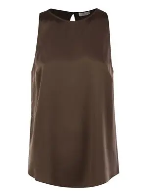 BRUNELLO CUCINELLI BRUNELLO CUCINELLI Stretch Silk Satin Top With Jewellery Embellishment