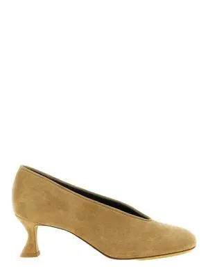 Moschino Suede Duck Pumps - Cream