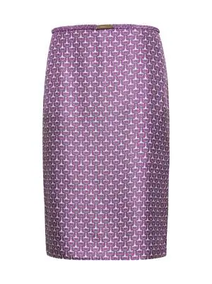 Gucci Violet Printed Silk Twill Midi Skirt - Multicolor