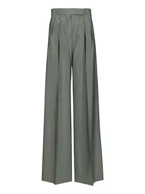 Max Mara MAX MARA Wide-Leg Virgin Wool And Silk Poplin Trousers Green
