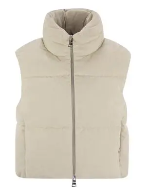 Herno Velvet Sleeveless Down Jacket - Cream