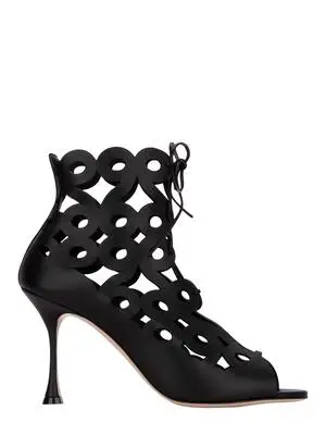 Manolo Blahnik Black Cut-out Ankle Boots - Multicolor